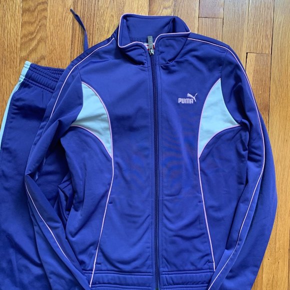 Puma | Jackets & Coats | Puma Track Jacket In Purple With Grey And Pink ...